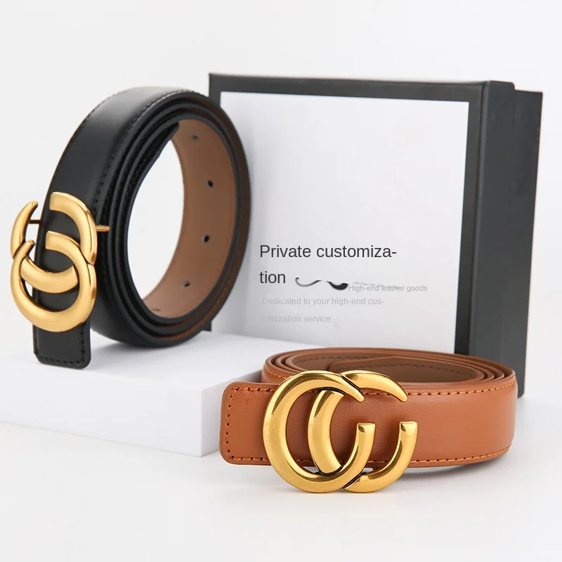 New-Women-Belt-with-Genuine-Leather-Letter-Button-Head-for-Everyday ...