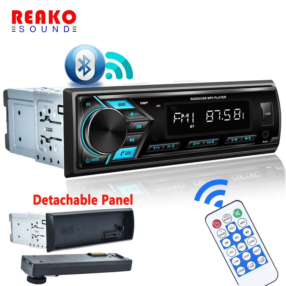 Reako 1din Car Radio Detachable Panel Am Fm Radio Tuner With Led ...