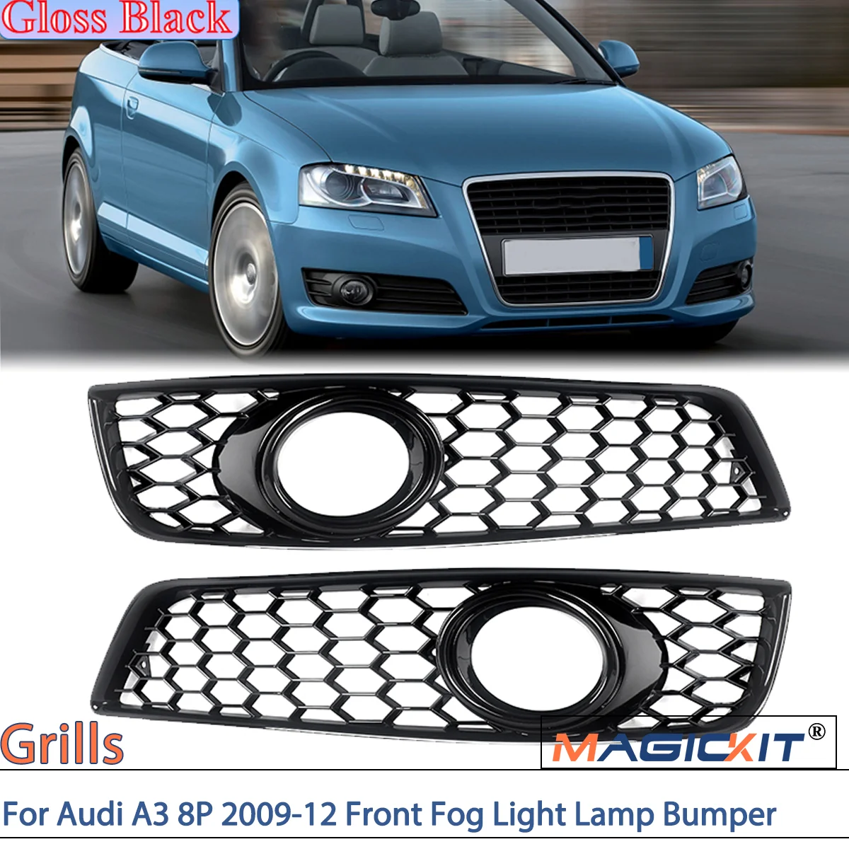 MAGICKIT-For-Audi-A3-8P-2009-12-Front-Fog-Light-Lamp-Bumper-Grille ...