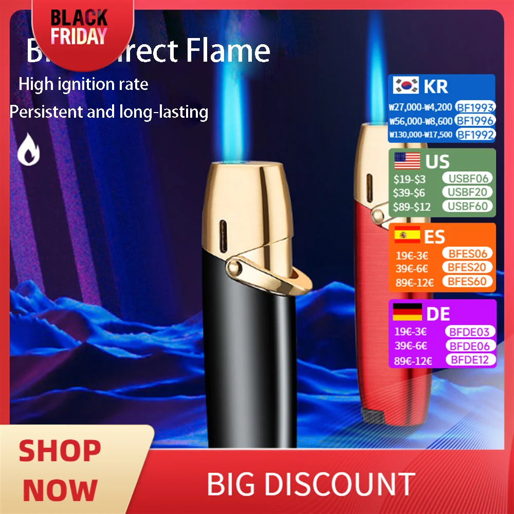 Creative-Mini-Metal-Windproof-Straight-Flame-Gas-Lighter-Compact-Butane ...