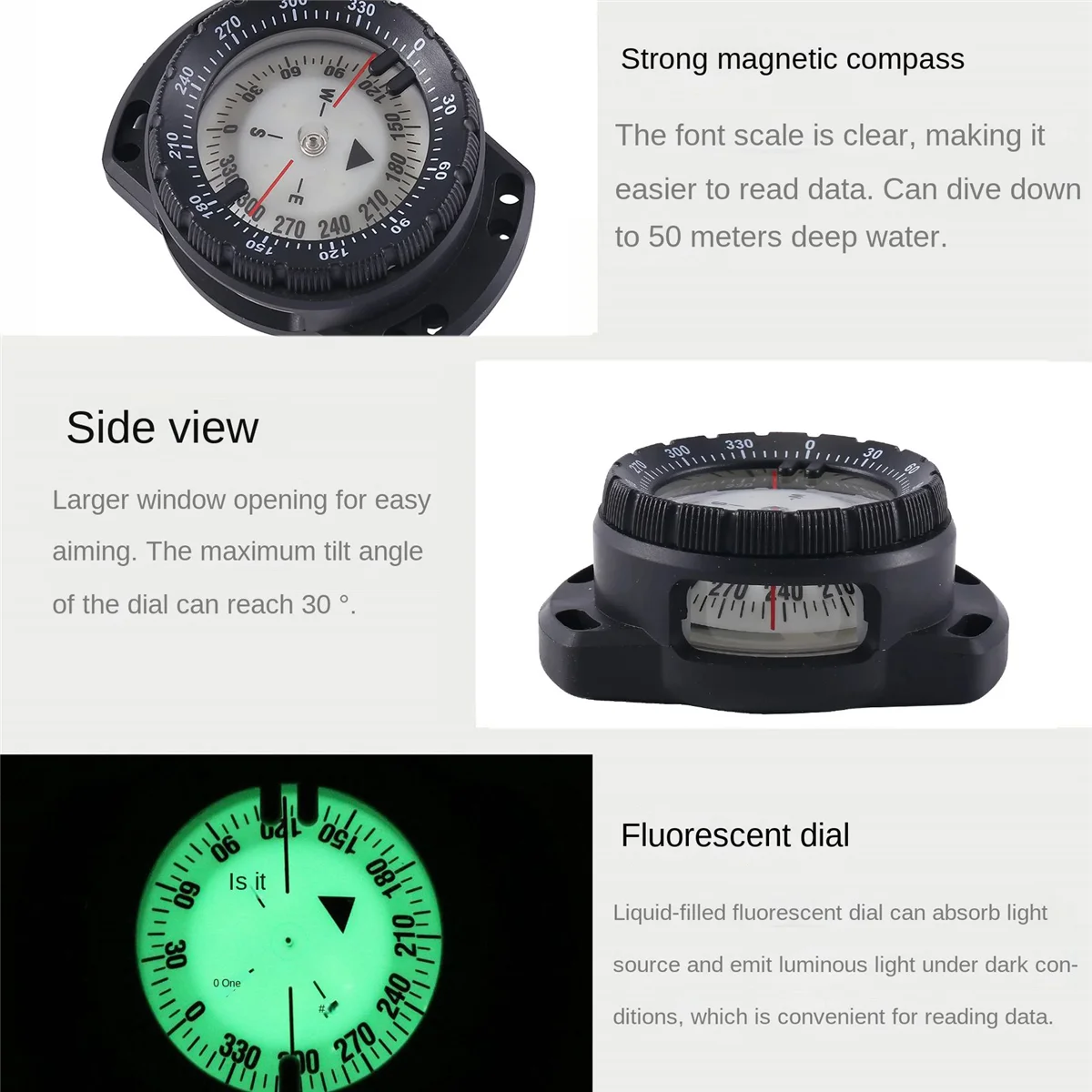 Strong-Magnetic-50M-Waterproof-Scuba-Diving-Compass-Elastic-Rope-Diver ...