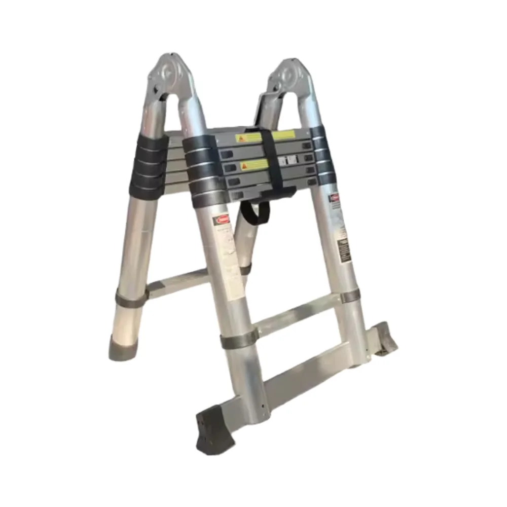 Silver 3.4m Aluminum Multipurpose Telescopic Ladder Double-Sided ...