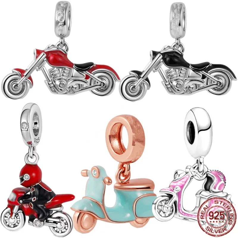 925-Sterling-Silver-Fit-Original-Pandora-Bracelet-Locomotive-Motorcycle ...