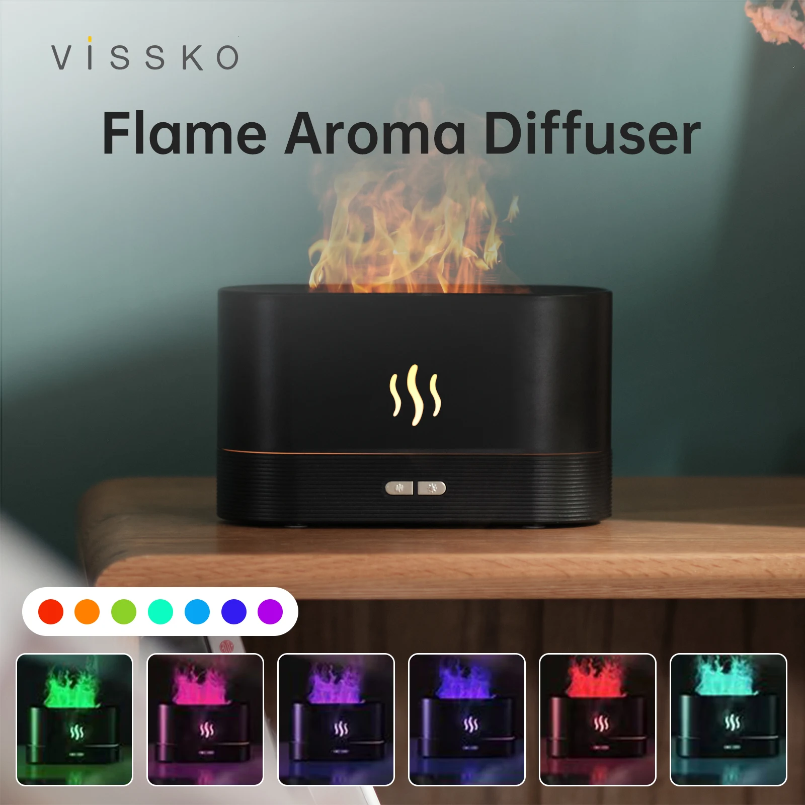 Vissko-Flame-Aroma-Diffuser-180ml-Air-Humidifier-Ultrasonic ...
