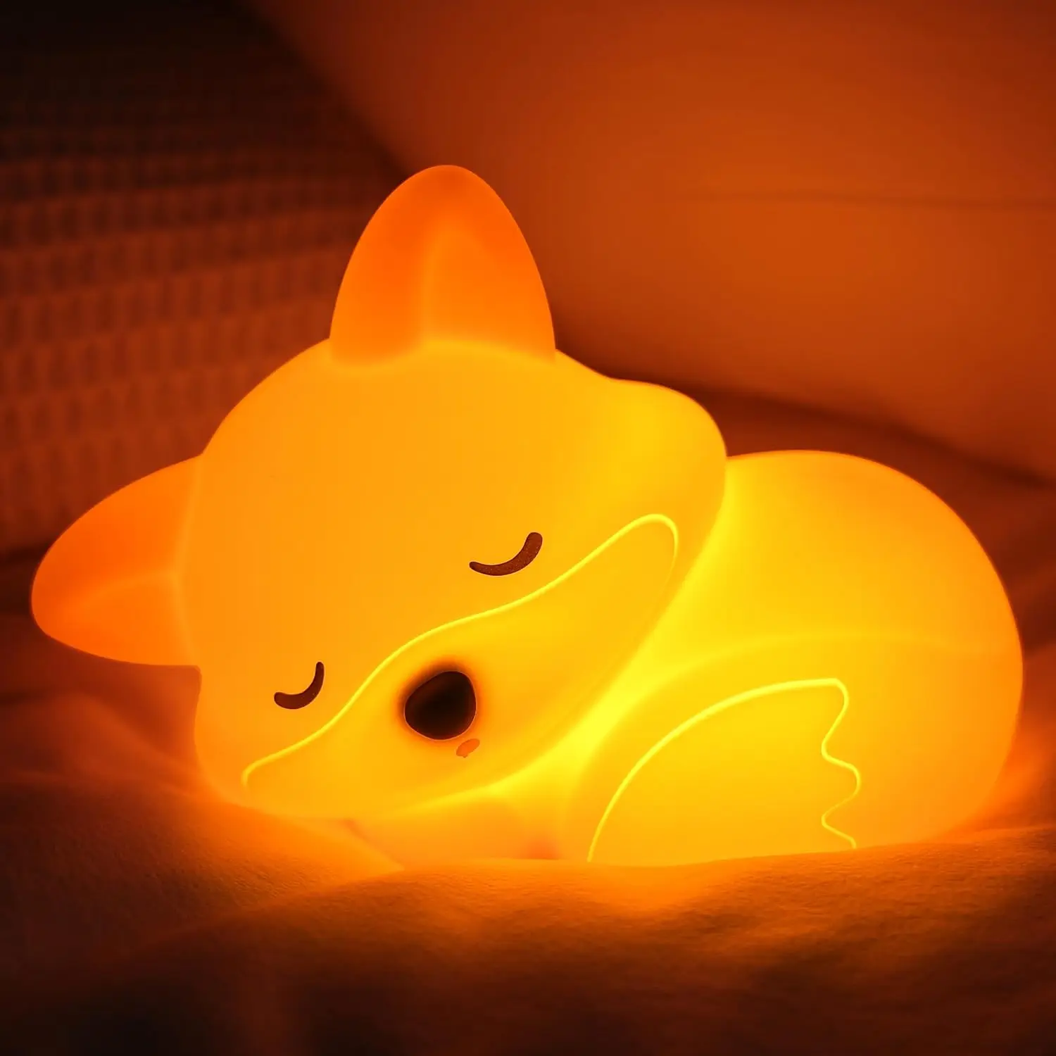 Cute Fox Night Light Home Art Decor Bedroom Atmosphere Light Silicone ...