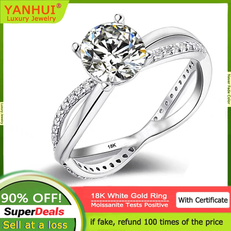 Anillo-de-oro-blanco-de-18K-para-mujer-anillos-de-moissanita-de ...