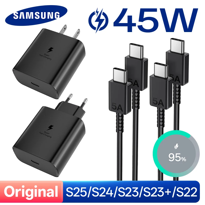 Samsung Charger 45W 25W USB Type C Super Fast Charge EU US Galaxy S25 ...