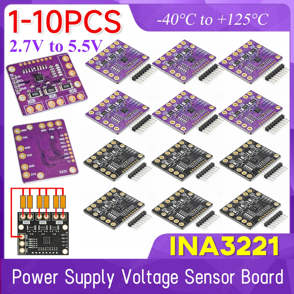 1-10PCS-I2C-SMBUS-INA3221-Triple-Channel-Shunt-Current-Power-Supply ...