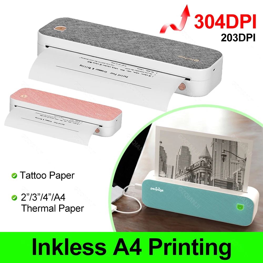 Peripage-A40-203dpi-304dpi-Portable-A4-Mini-Printer-Inkless-Thermal ...