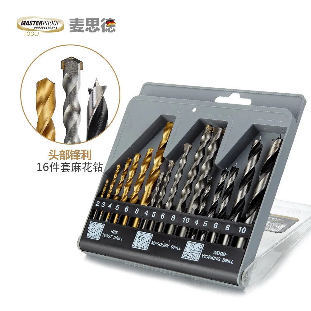 Three in one combination metal drill bit woodworking drill bit mud ...
