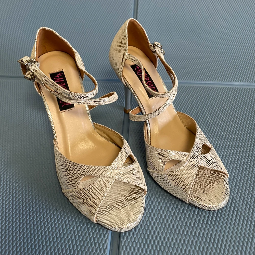 Argentina-Tango-Dance-Shoes-Leather-Hard-Sole-Silver-Leather-9cm-heel ...