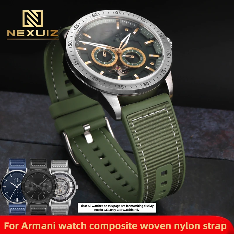 Composite-Woven-Nylon-Watch-Strap-For-Armani-AR60053-11242-1648-1981 ...