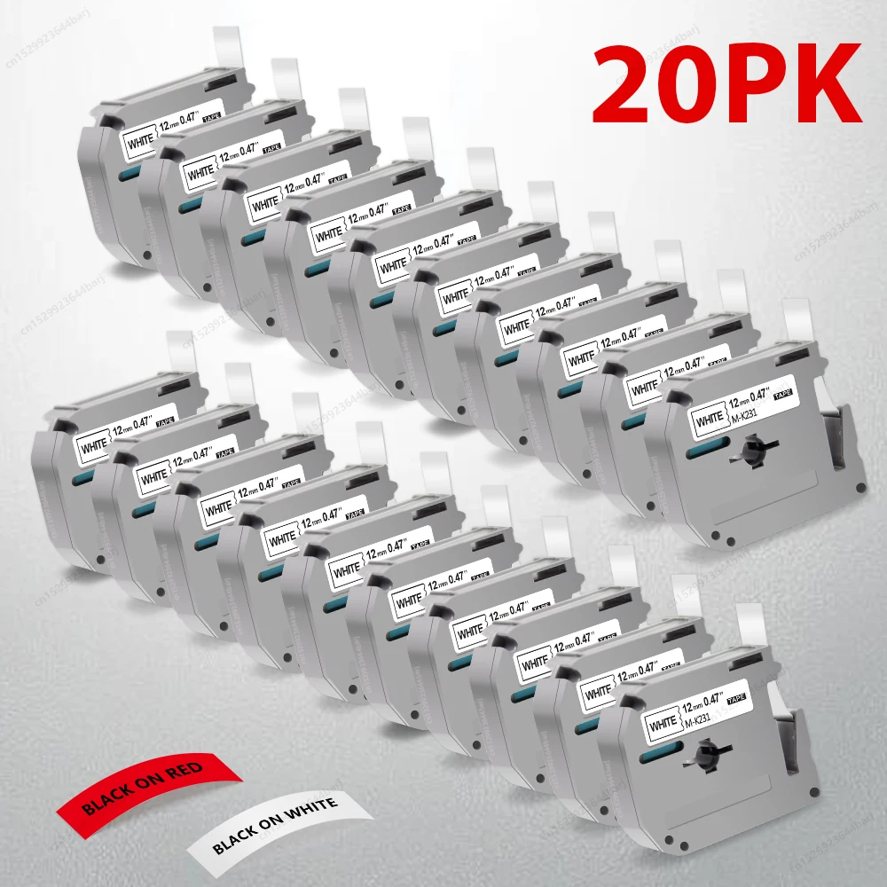1~20PK M-K231 MK231 Compatible for Brother 12mm MK Label Tape MK-231 MK ...