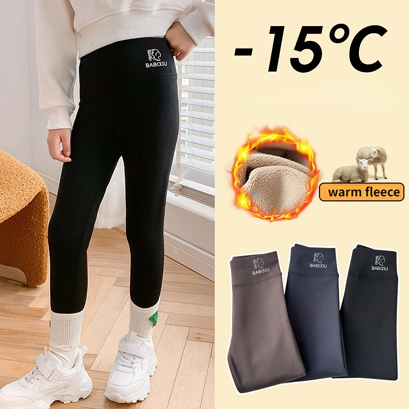 Winter-Girls-Leggings-Thicken-Fleece-High-waist-Warm-Children-Tights ...