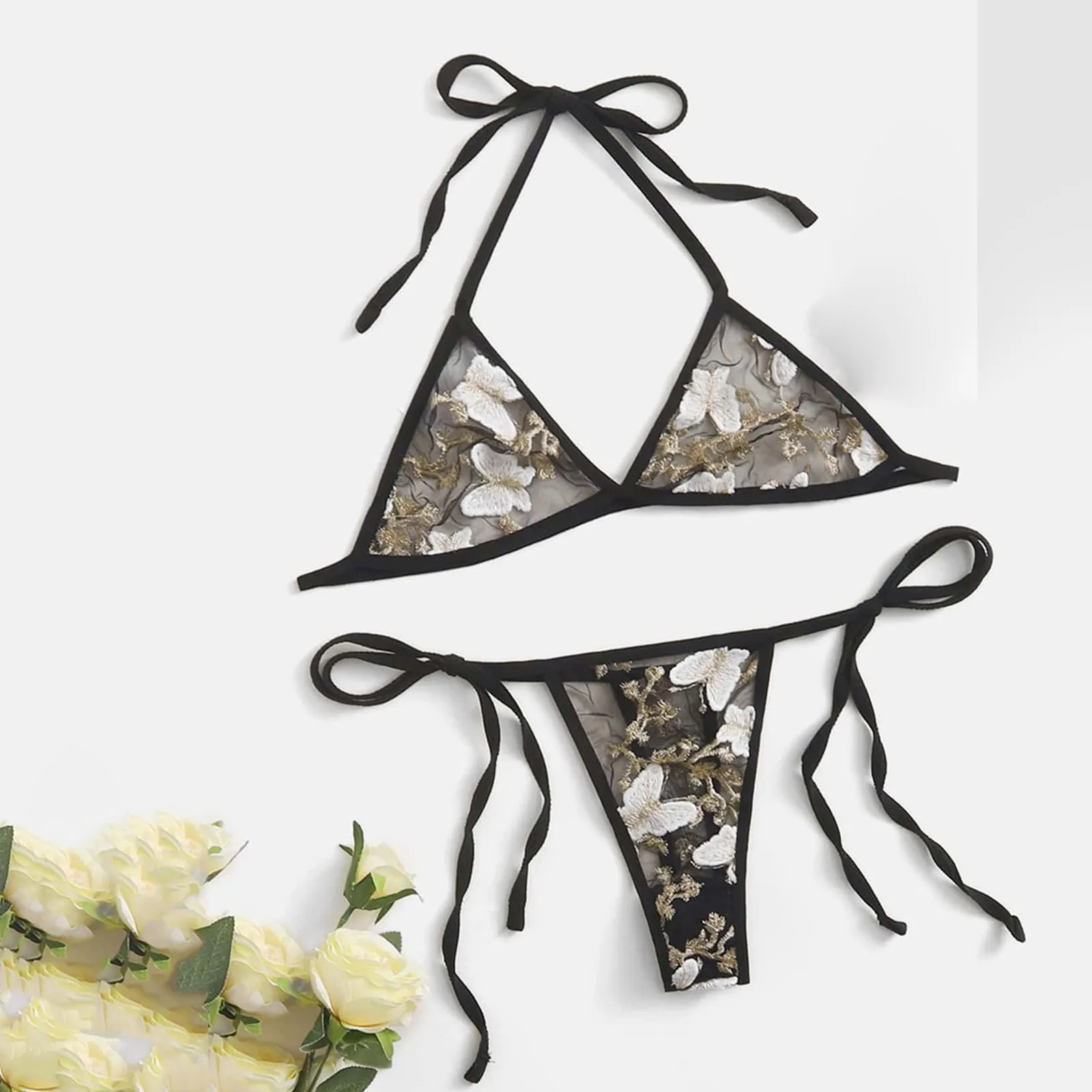 Sexy-Erotic-Underwear-Three-Point-Bra-T-Thong-Set-Women-Embroidered ...