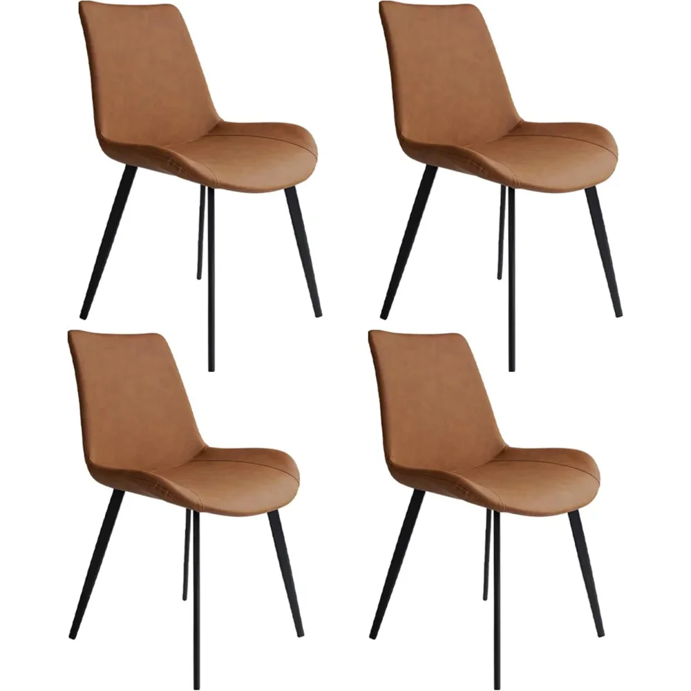 Modern Dining Chairs Set of 4, Upholstered Faux Leather Cushion Seat ...
