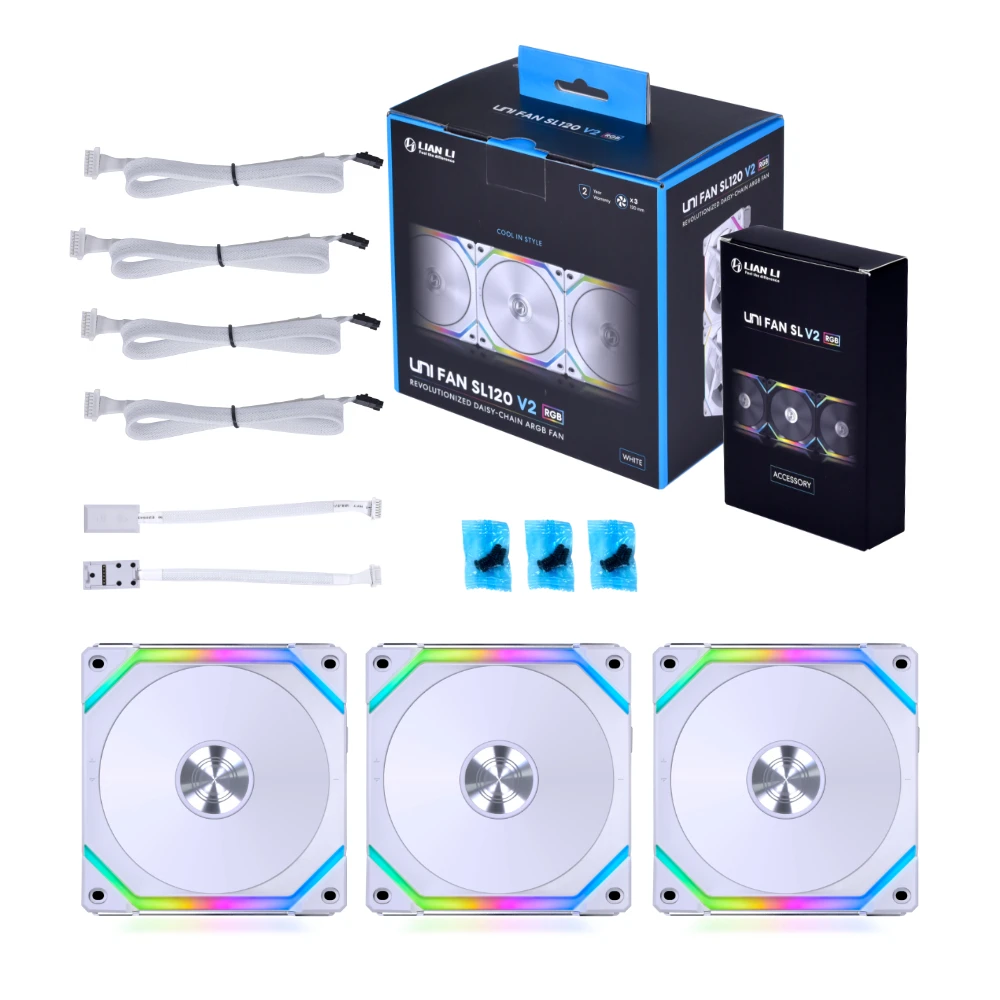 Lian-Li-UNI-FAN-SL-V2-120-Triple-Pack-White-Cooling-Computer-Case-Fan ...