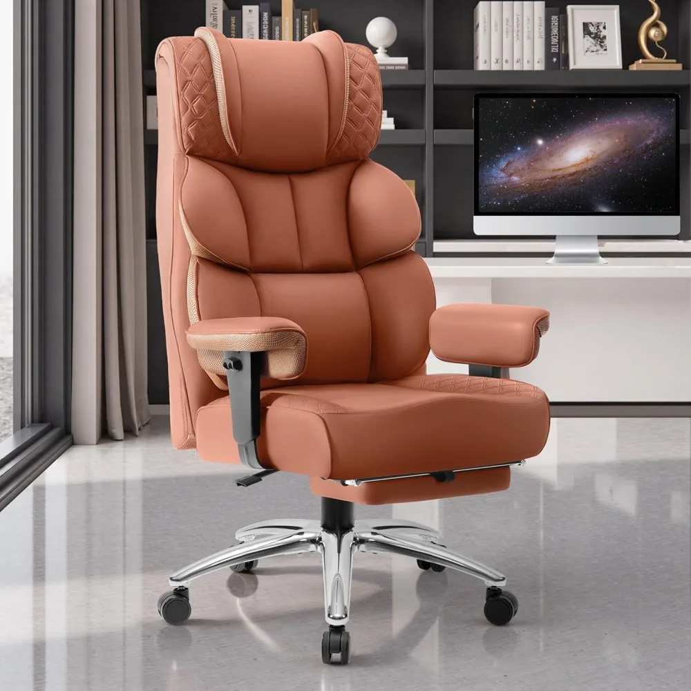 Office Desk Chair, Big and Tall Leather Gaming Chair with Footrest ...