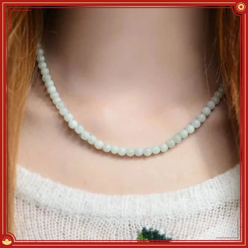 Natural-Jade-Small-Rice-Beads-Necklace-Clavicle-New-Chinese-Style-White ...