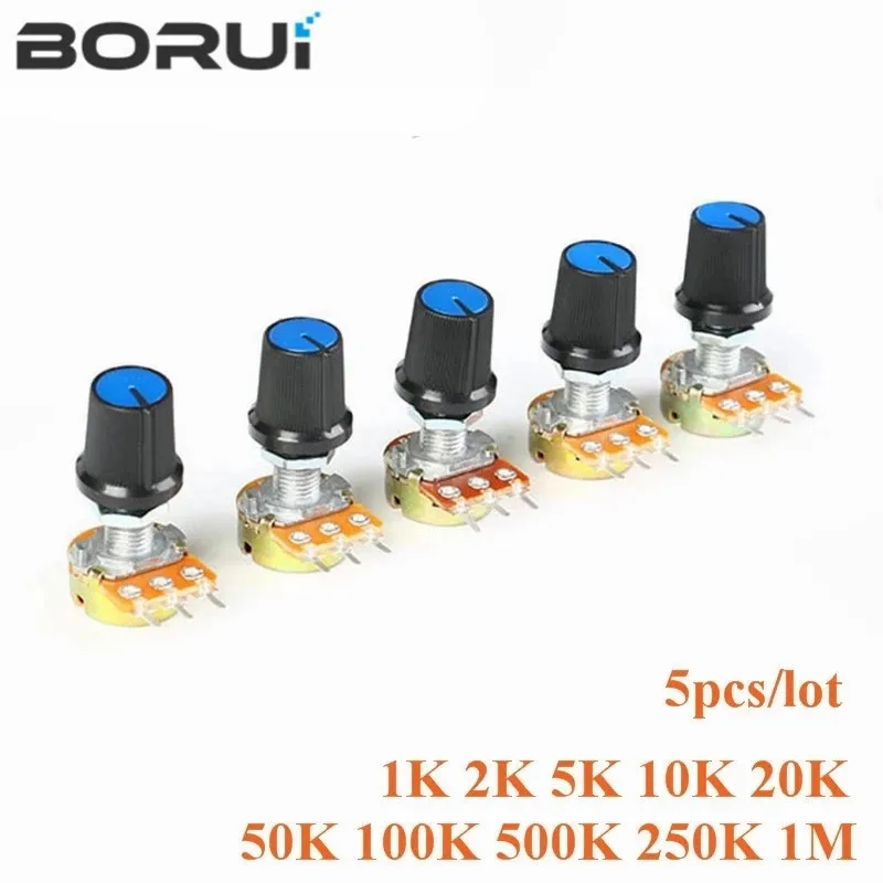 5-Sets-WH148-1K-10K-20K-50K-100K-500K-Ohm-15mm-3-Pin-Linear-Taper ...