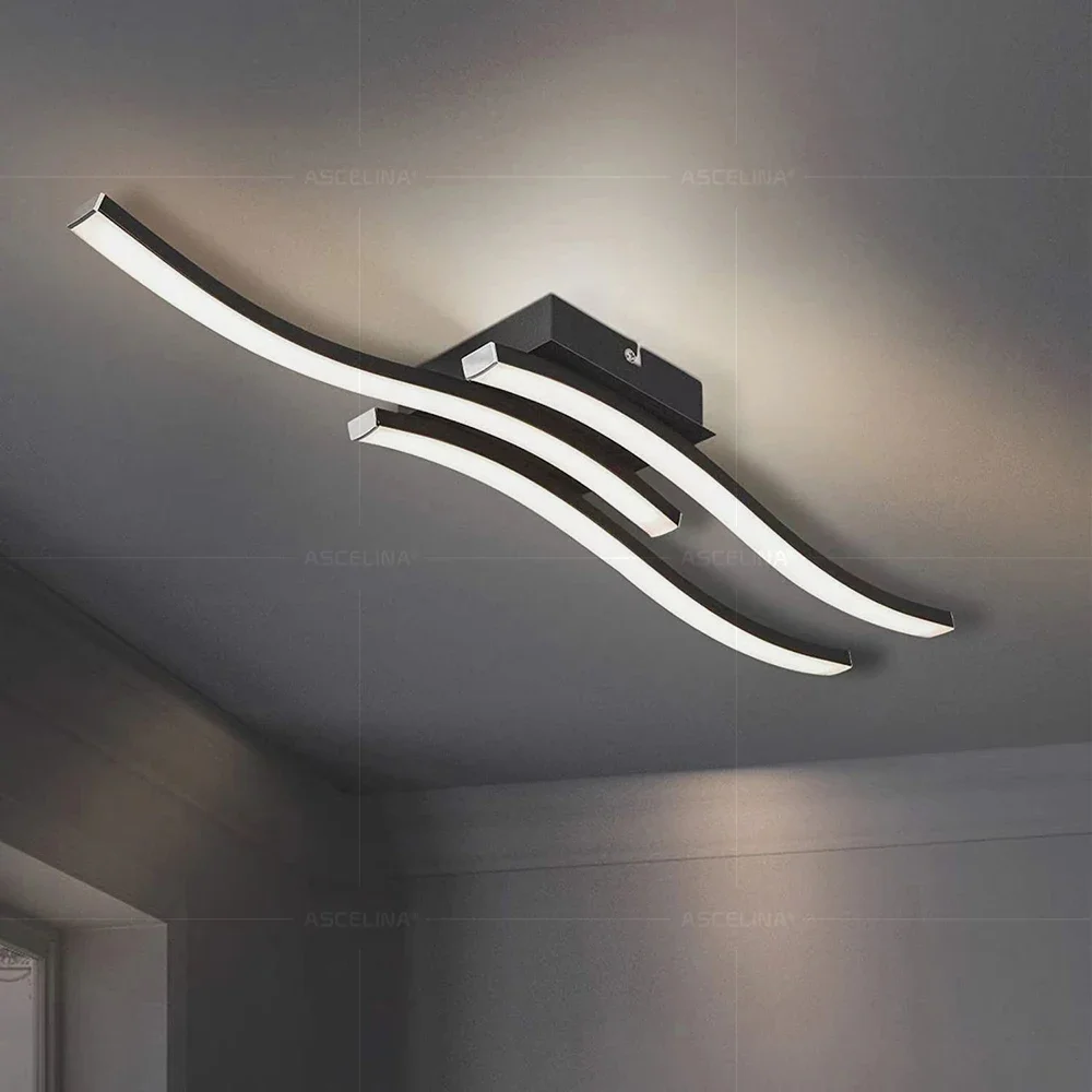 Modern-LED-Ceiling-Light-Long-Wave-Lamp-Living-Room-Bedroom-Study ...