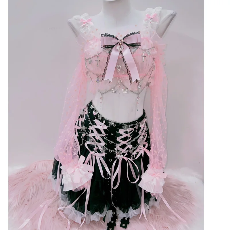 Camiseta-Rosa-y2k-para-ni-a-ropa-g-tica-top-corto-y2k-ropa-Kawaii ...