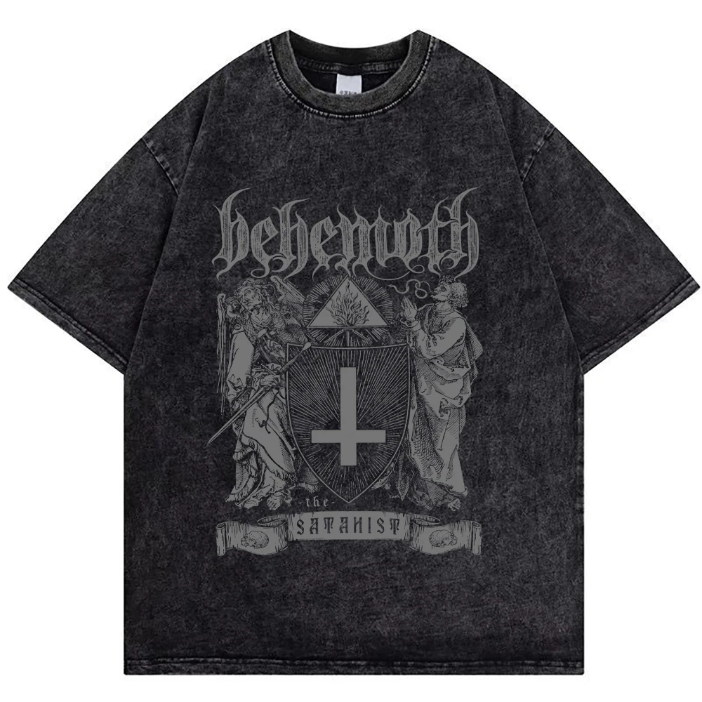Mens Washed T Shirt Hip Hop Gothic Graphic t shirts Summer Short Sleeve ...