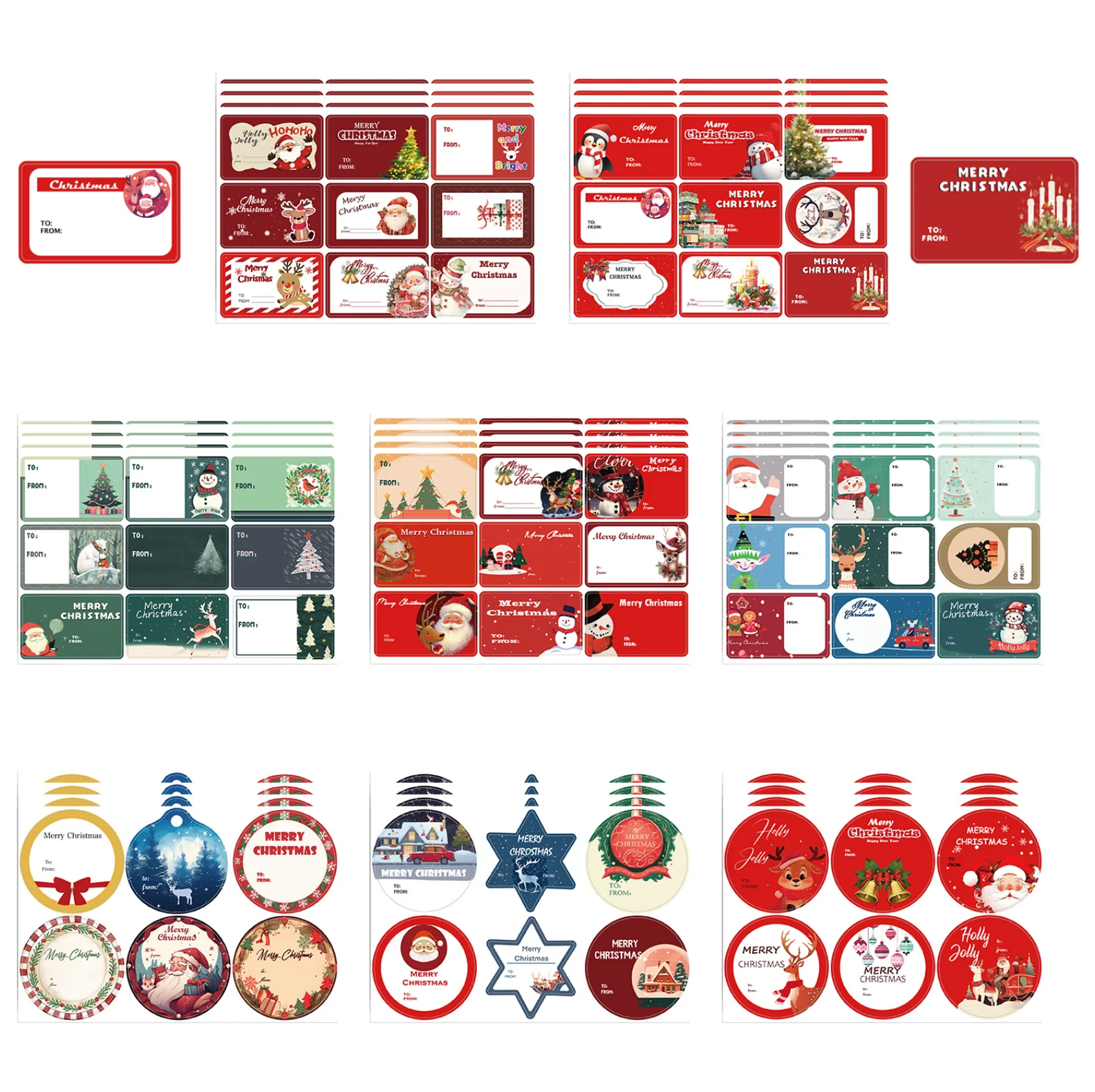 8-16-sheets-Merry-Christmas-Decorative-Stickers-For-Presents-Wrapping ...