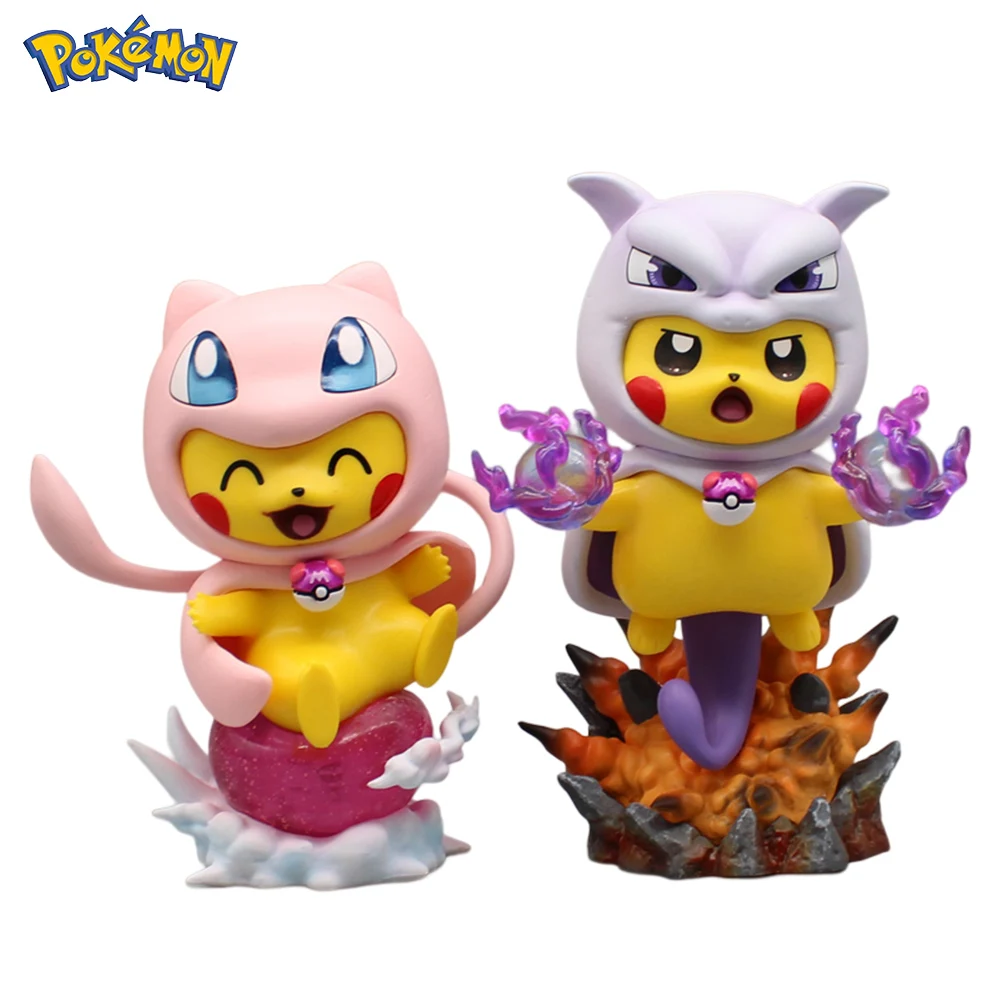 Figuras de Pokémon Pikachu Cos Mewtwo, figura de Anime de 13cm, figuras ...