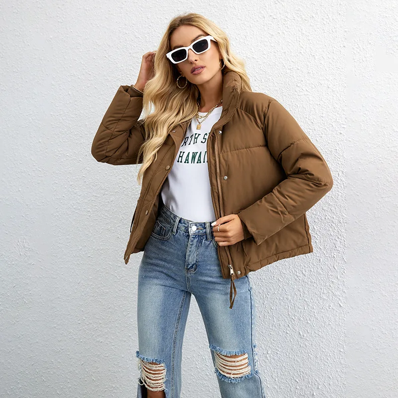 Women-s-Padded-Jackets-Winter-New-Cropped-Stand-Up-Collar-Padded-Jacket ...