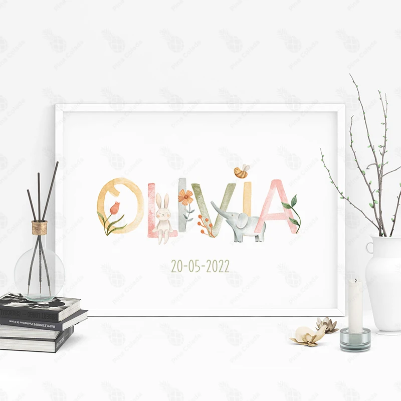 Personalized Baby's Name Posters And Prints Customized Animal Birthday ...