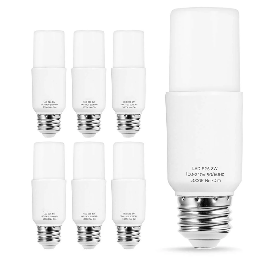 Melery E27 E26 Tubular LED Light Bulb Daylight White 8W Equivalent 60W ...