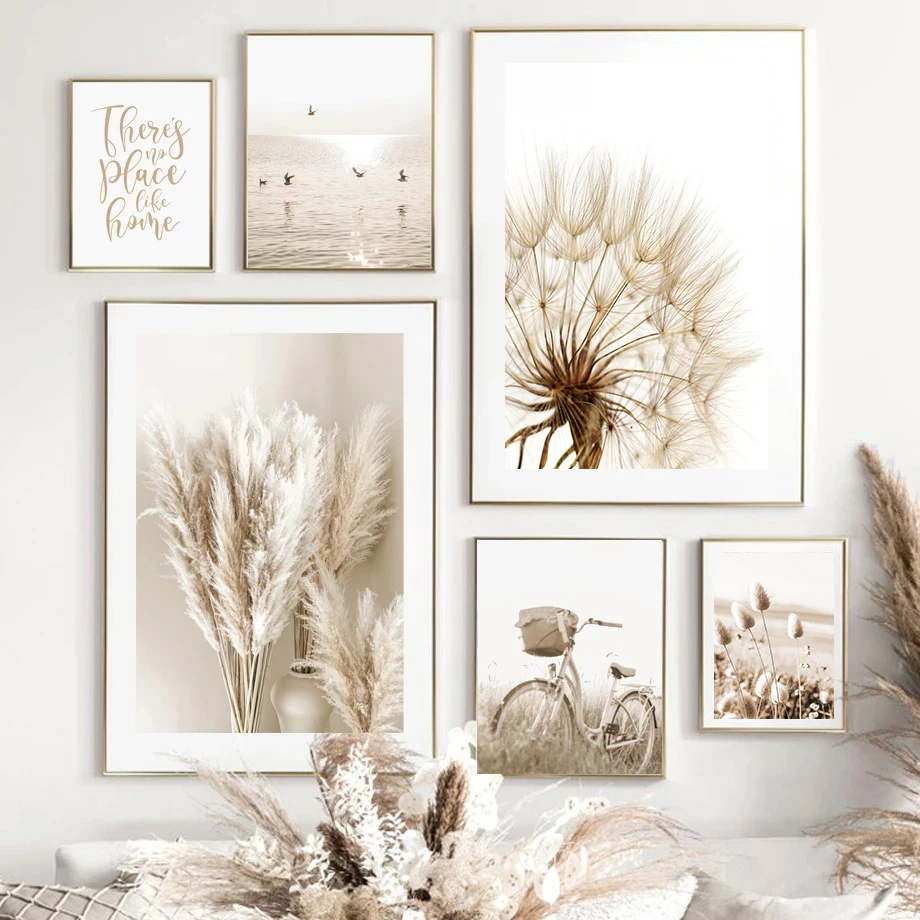 Meer Strand Landschaft Bild Leinwand Malerei Wand Kunst Böhmen Beige ...