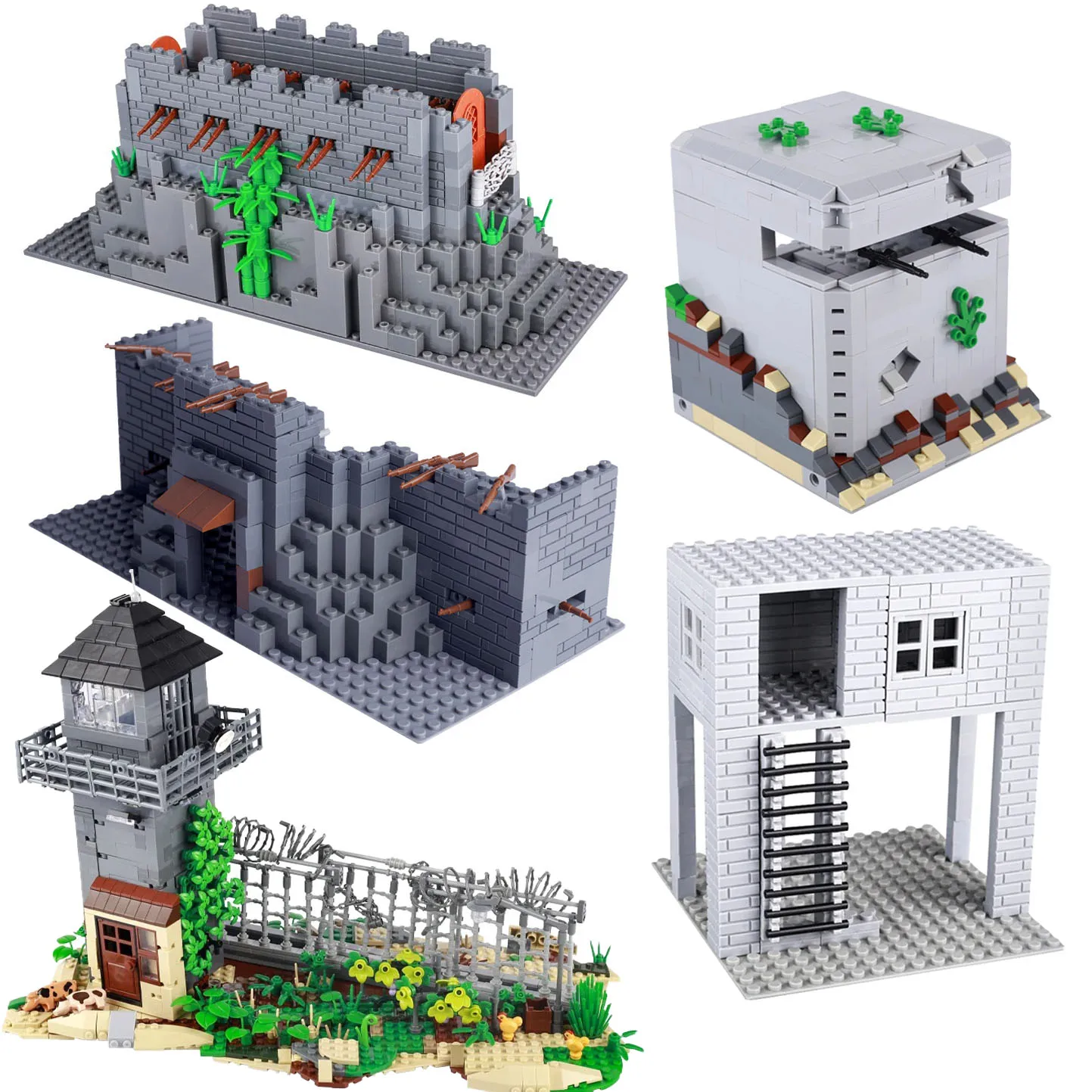 MOC-WW2-Military-Fortress-Blockhouse-Building-Blocks-Kit-Zombie-Crisis ...
