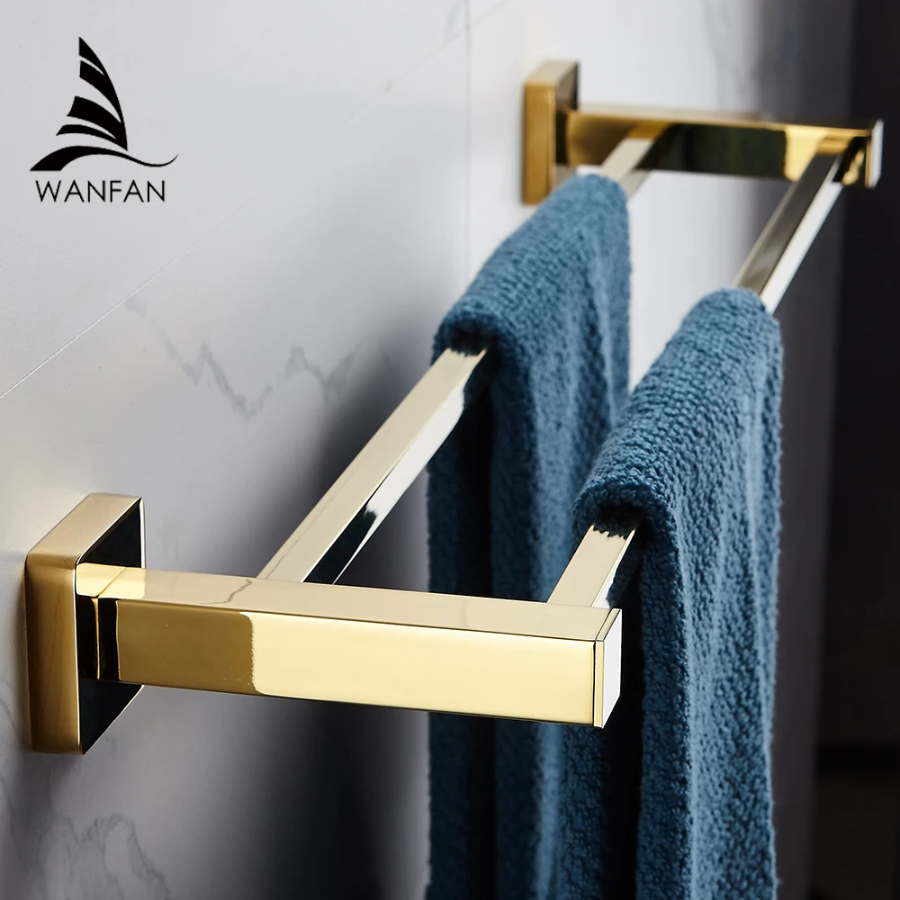 Towel-Bars-Wall-mounted-Double-Towel-Bar-Chrome-Plated-Towel-Holder ...