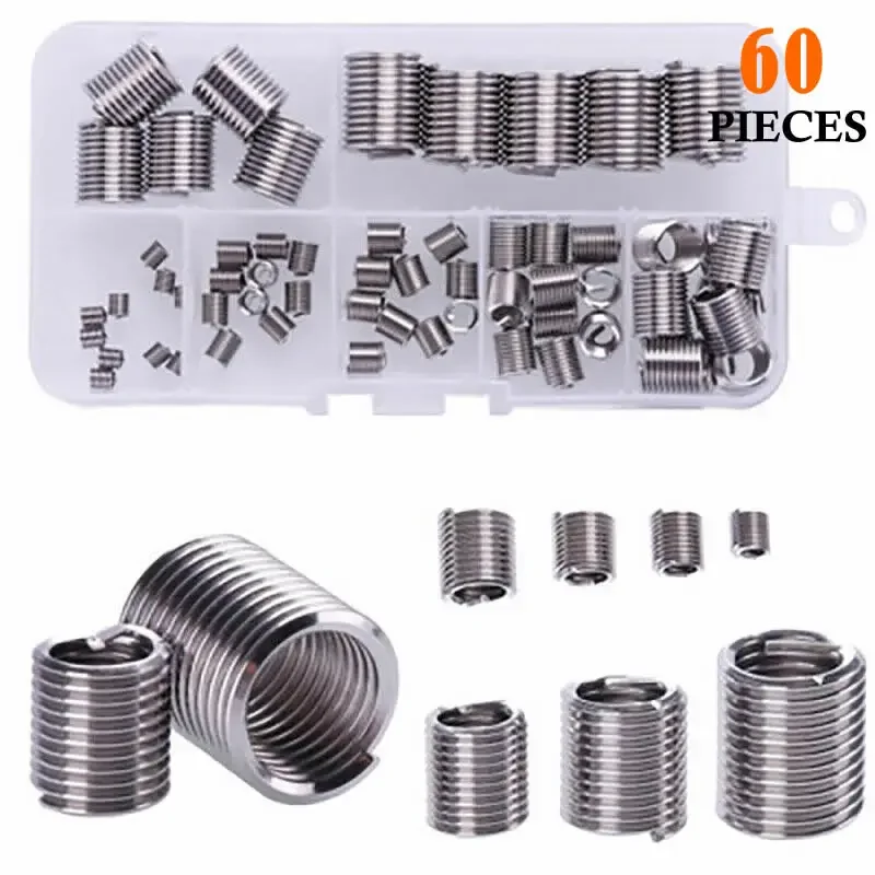 60 Pcs Stainless Steel Wire Thread Repair Insert Assortment Helicoil ...