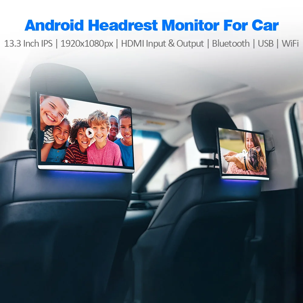 13.3 Inch Headrest Monitor Android Car Screen For Rear Entertainment ...