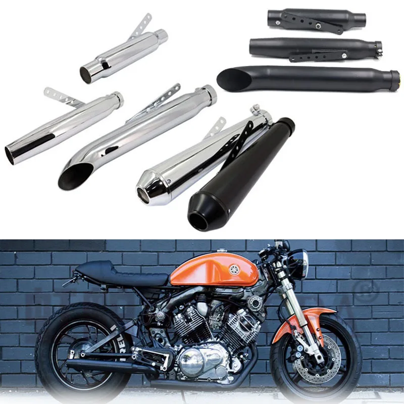 Universal-Motorcycle-Exhaust-Muffler-Retro-Vintage-Classic ...