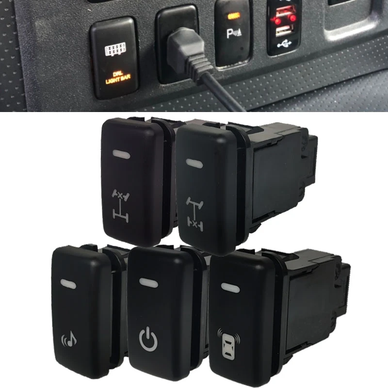 Orange Light Car Differential Lock Switch Radar Power Music Button with ...