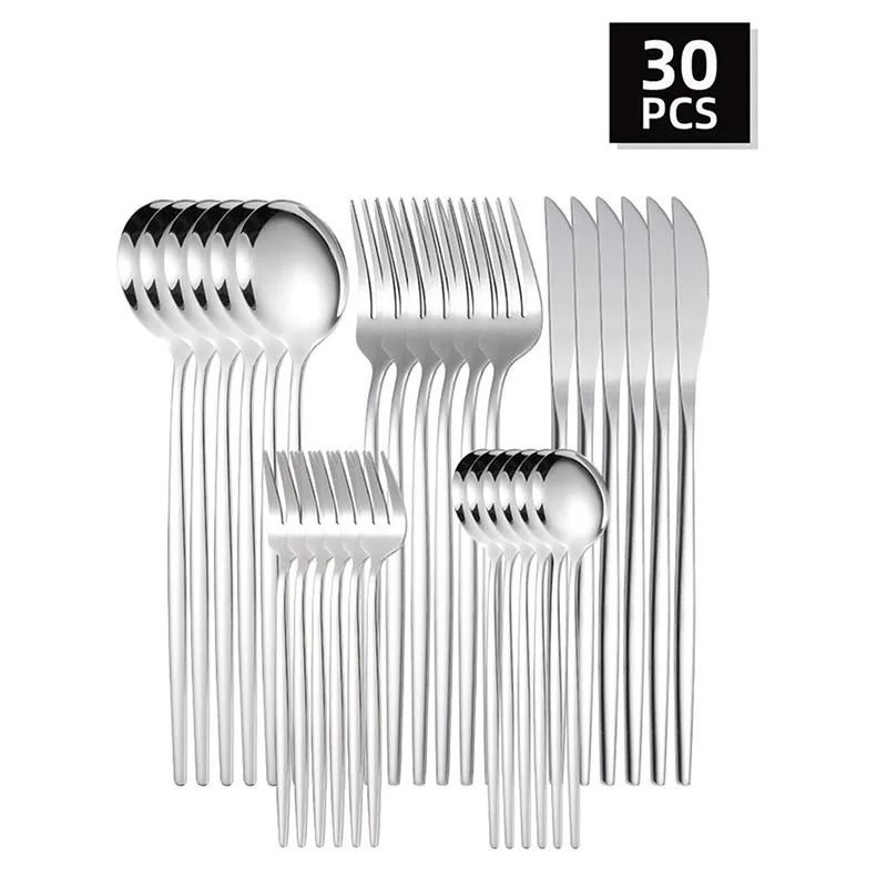 6pcs-30pcs-Stainless-steel-cutlery-knife-fork-spoon-western-steak-knife ...