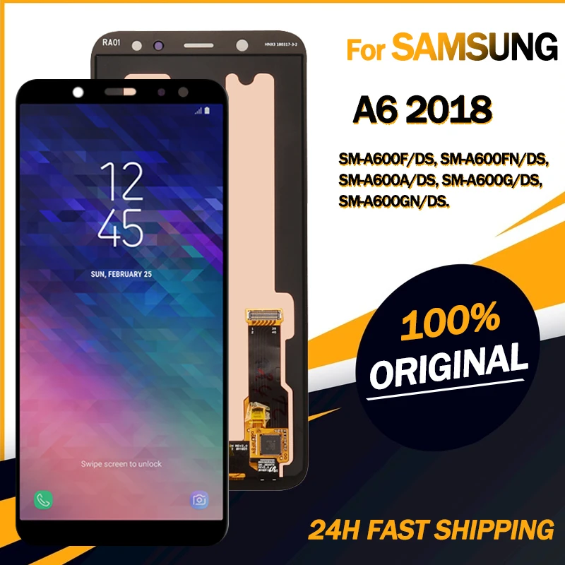 Pantalla Super AMOLED Original de 5,6 pulgadas para SAMSUNG Galaxy A6 ...