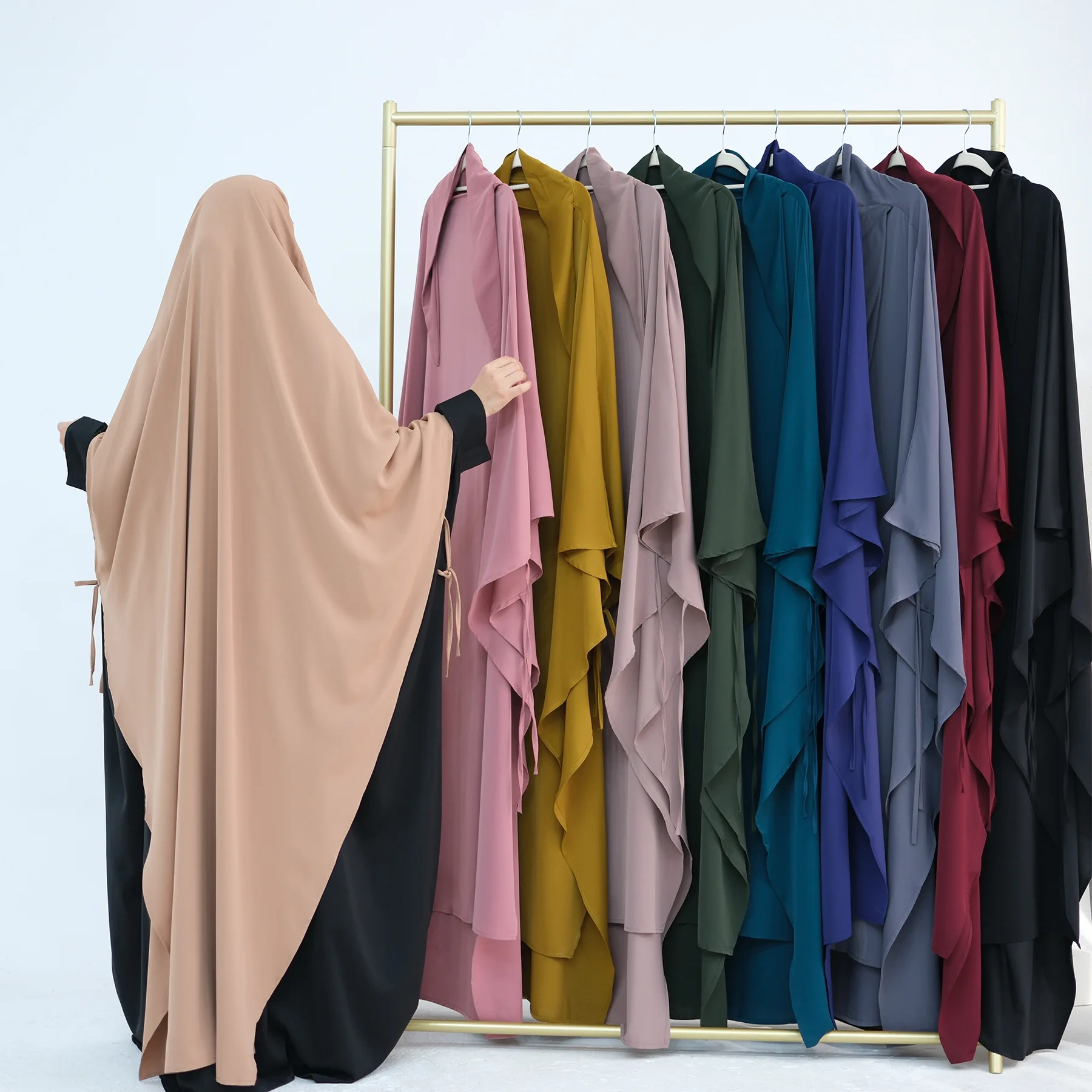 Extra-long Khimar Hijab for Muslim Women, Tie at Sleeves, Dubai Turkish ...