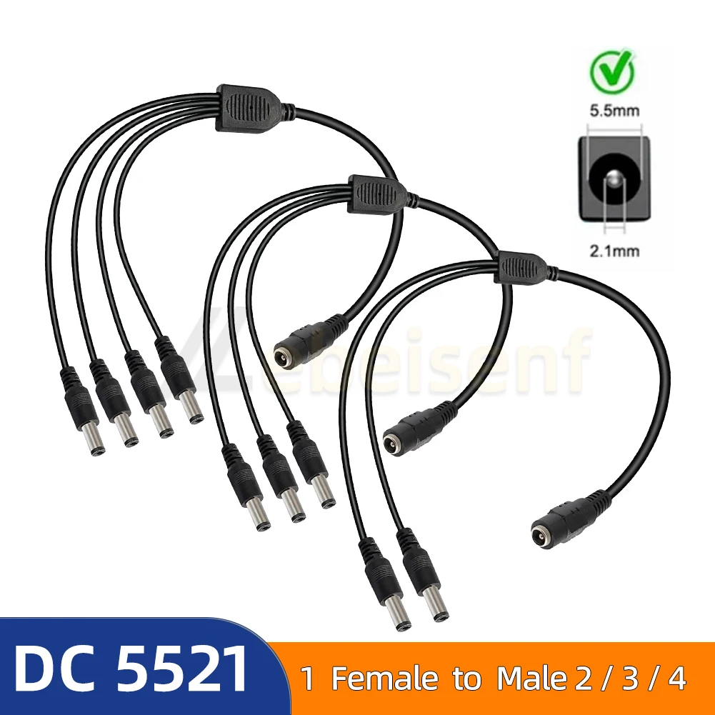5.5mm 2.1mm 1 ~ 2/3/4/웨이 DC 5521 전원 분배기 케이블 LED 스트립 조명용 5V 12V 전원 어댑터 ...