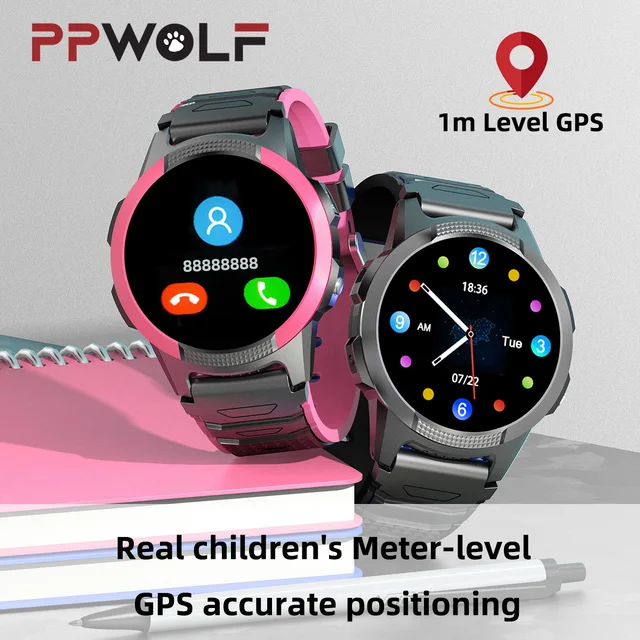 PPWOLF Kids Smart Watch Children SOS 4G Call Real Meter-level GPS Accurate Positioning ...