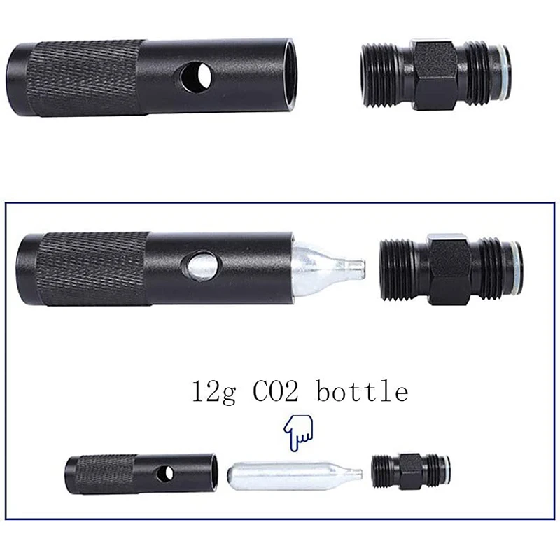 Paintball-12g-Co2-Quick-Change-12-Gram-Carbon-Dioxide-Cartridges-Cylinder-Adapter-Bottom-Black ...