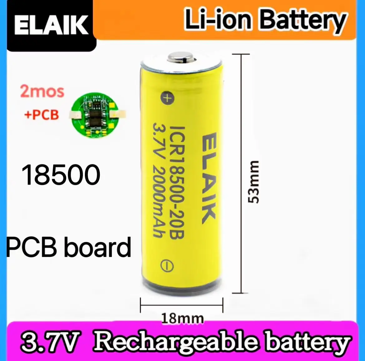 1-6pcs-100-original-18500-2000mAh-3-7V-Rechargeable-Lithium-Protected ...