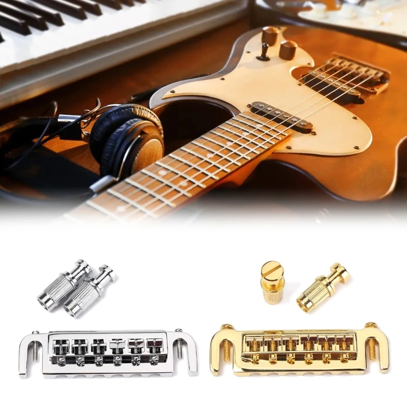 6-String-Guitar-Roller-Bridge-Saddle-Tailpiece-Combo-with-Roller ...