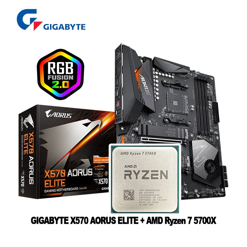 Gigabyte New Ga X570 Aorus Elite Wifi + Amd Ryzen 7 5700x R7 5700x Cpu ...