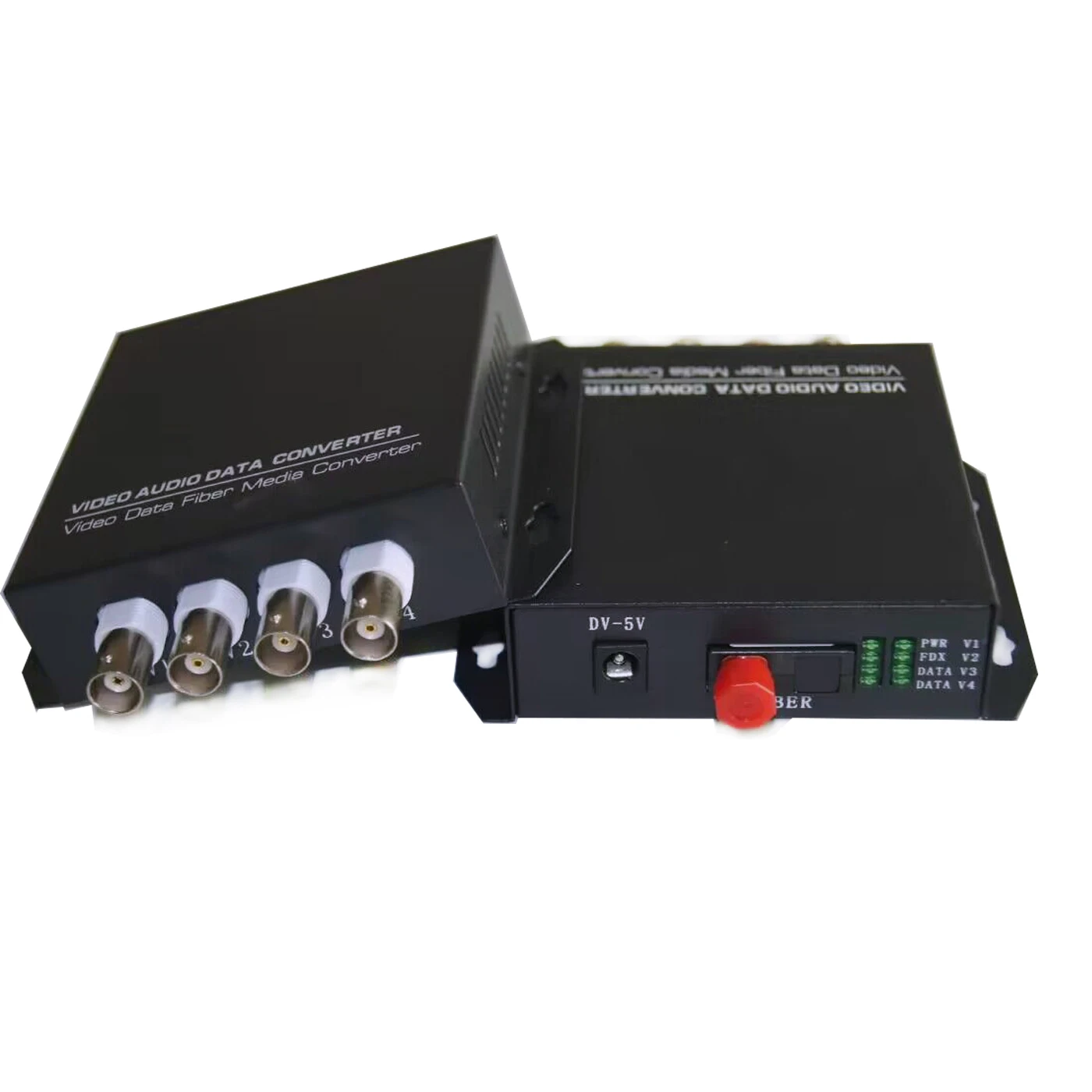 4-CH-Video-Fiber-Optical-Media-Converters-4-BNC-Transmitter-Receiver ...
