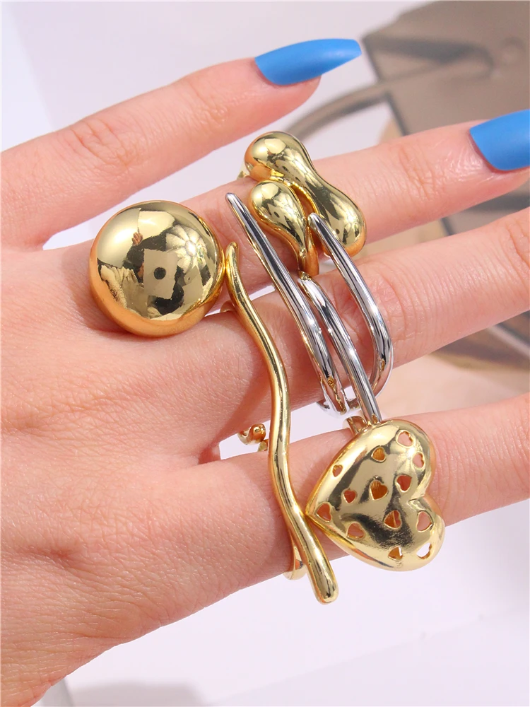 HUANZHI-2024-New-Irregular-Geometric-Line-Multi-Element-Gold-Color-Open-Rings-for-Women ...